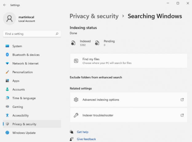 Manage Indexing Options and Settings for Windows 11
